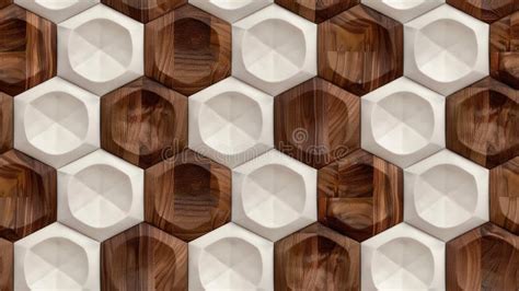 Various Hexagonal Wood Pieces Create An Intricate Pattern Showcasing The Natural Textures And