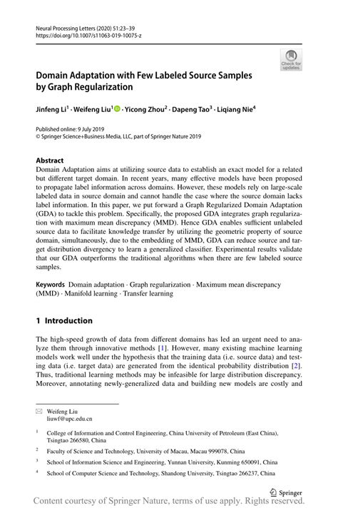 Domain Adaptation With Few Labeled Source Samples By Graph Regularization Request Pdf