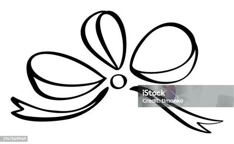 나비와 리본의 미니멀한 흑백 그림입니다 웹 사이트 디자인 로고 앱 Ui를 위한 라인 아이콘 요소입니다 벡터 일러스트 레이 션 검은색에 대한 스톡 벡터 아트 및 기타 이미지