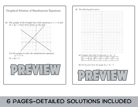 Graphical Solution Of Simultaneous Equations Worksheet With Solutions