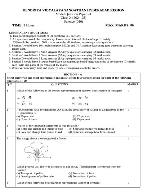 4 Model Question Paper Pdf Cartesian Coordinate System Chemistry