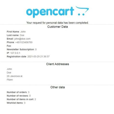 OpenCart GDPR Tools