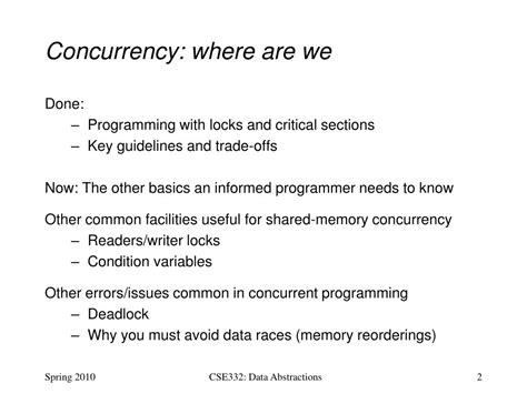 Ppt Cse332 Data Abstractions Lecture 24 Remaining Topics In Shared