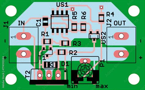 Vector Printed Circuit Board Of Electronic Device With Components Of Radio Elements Conductors