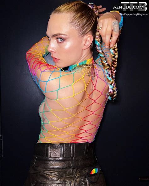 Cara Delevingne Sexy Poses Braless Flaunting Her Small Tits In A Pride Month Social Media