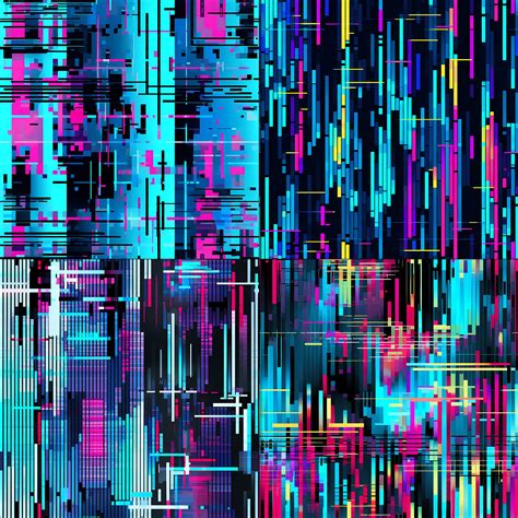 20 Seamless Digital Glitch Patterns Matrix And Broken Electronics