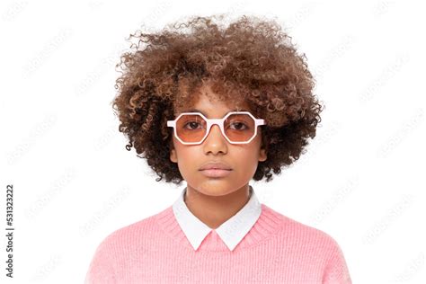 Upset African Teen Girl Wearing Pink Glasses With Sad Face And Bad Mood