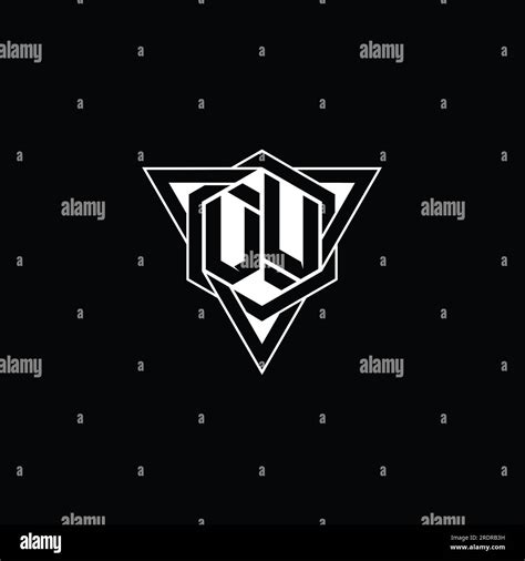 Vu Letter Logo Monogram Hexagon Shape With Triangle Geometric Outline Sharp Modern Style Design