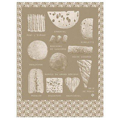 Le Jacquard Francais Fromages Beige Cotton Tea Towel