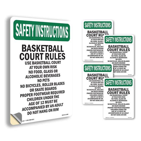 Basketball Court Rules Use Basketball Osha Safety Instructions Vinyl