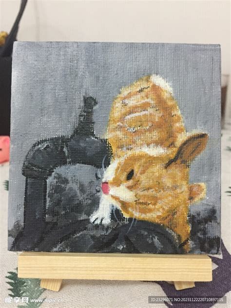 丙烯画 一只猫摄影图美术绘画文化艺术摄影图库昵图网