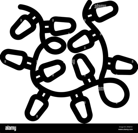 Twinkle Lights Bedroom Interior Line Icon Vector Illustration Stock