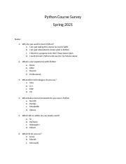 Python Survey Docx Python Course Survey Spring Name Why Do You Want To Learn Python