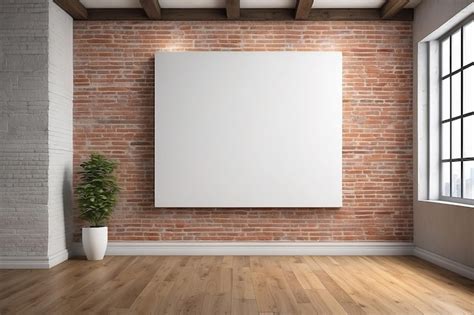 Premium AI Image D Render Of A Blank Canvas On Brick Wall In Room Interior