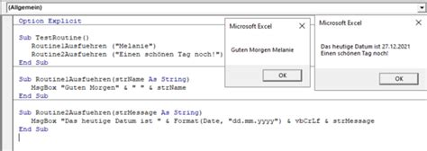 Vba Eine Sub Prozedur Aus Einer Anderen Aufrufenausführen Automate Excel