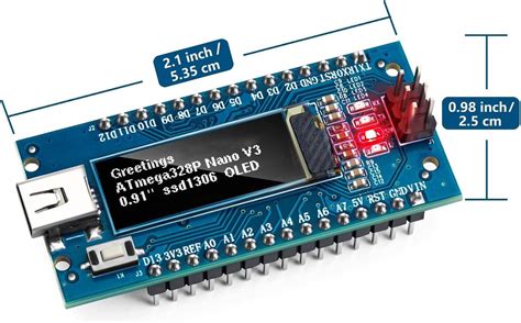 Nano V3 Board Atmega328p Ch340 Controller With 0 91 Oled Display For Boardsandsensors