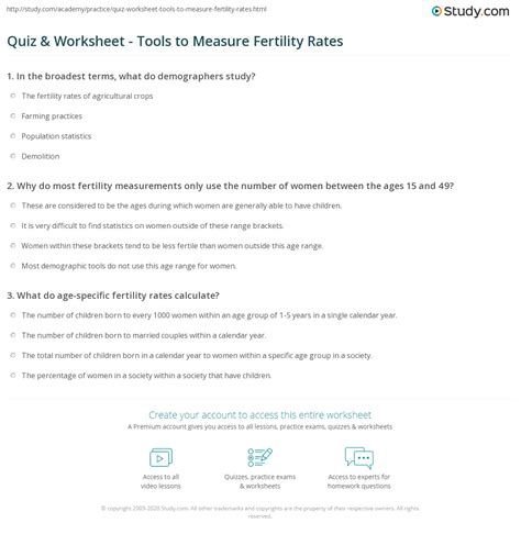 Quiz Worksheet Tools To Measure Fertility Rates Study Com