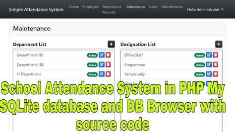 School Attendance System In Php My Sqlite Database And Db Browser With Source Code Youtube