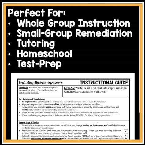 6th Evaluate Equivalent Algebraic Expression Worksheet Substitution