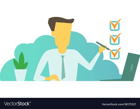 Manager Marks Checkbox Ticked Cases Sitting Vector Image