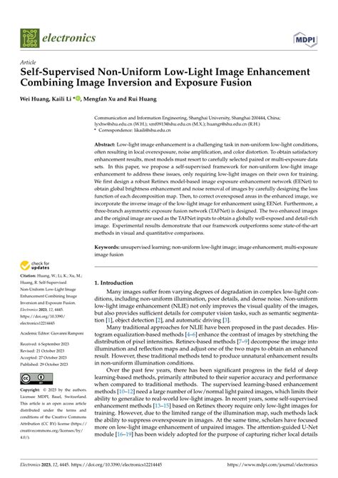 Pdf Self Supervised Non Uniform Low Light Image Enhancement Combining