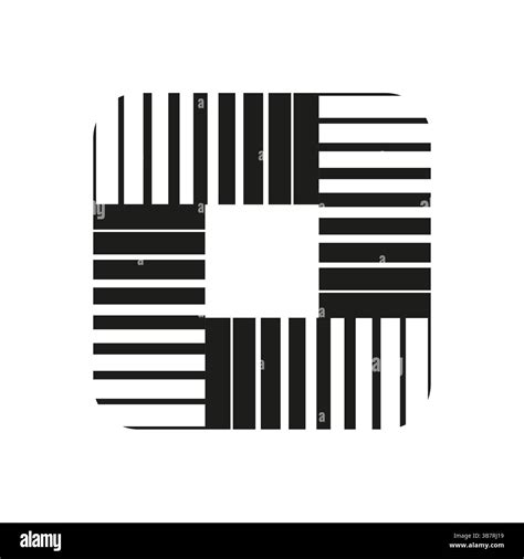 Striped Square Symbol Geometric Abstract Vector Black Bold Form