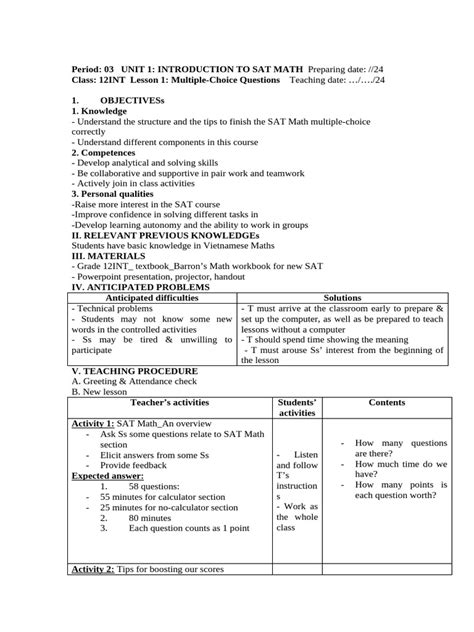 Introduction Sat Math Pdf Sat Multiple Choice