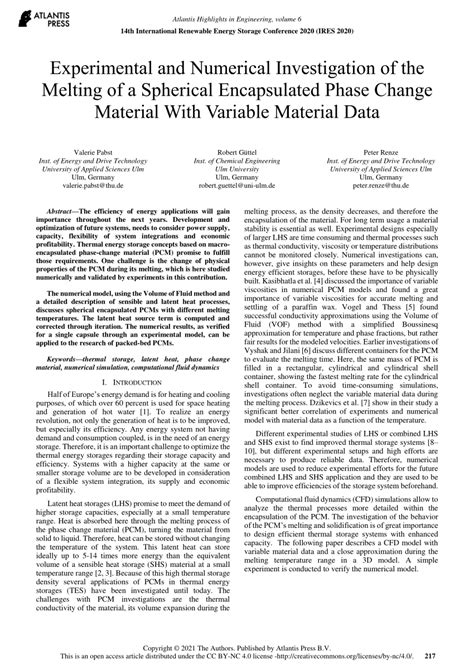 Pdf Experimental And Numerical Investigation Of The Melting Of A