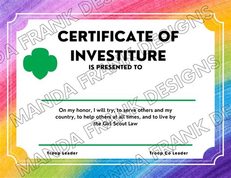 Certificate Of Rededicationinvestiture Etsy