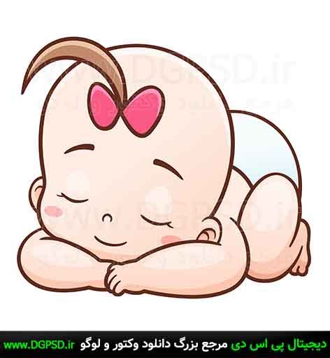 وکتور کارتونی نوزاد دختر دیجی پی اس دی