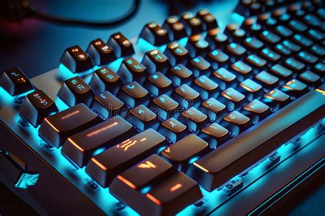 Futuristic Custom Pc Keyboard Concept With Glowing Blue Tones Neural Network Generated Art