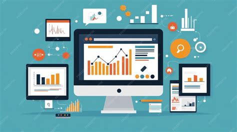 Data Analysis And Insights On Desktop With Charts And Graphs Premium