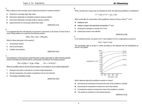 Solution Worksheet 10 Equilibria Chemistry 9701 A1 Studypool