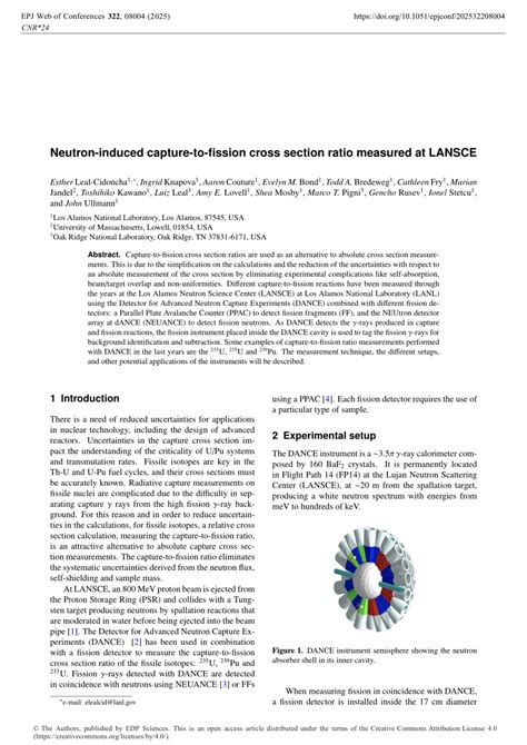 Pdf Neutron Induced Capture To Fission Cross Section Ratio Measured At Lansce