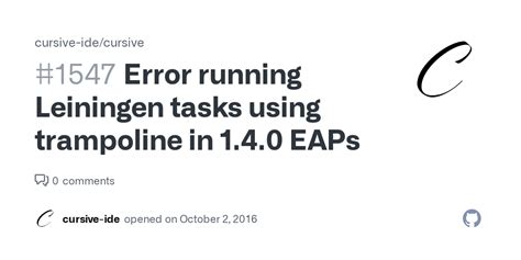 Error Running Leiningen Tasks Using Trampoline In 140 Eaps · Issue 1547 · Cursive Idecursive