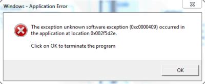 Windows Application Error 0xc0000409 Earth S Lab