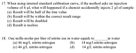 Solved 17 When Using Internal Standard Calibration Curve