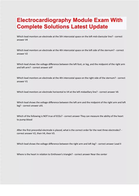 Electrocardiography Module Exam With Complete Solutions Latest Update Ecgs Stuvia Us