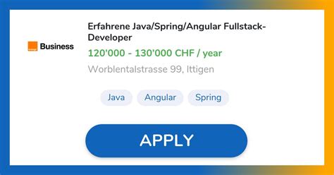 Swissdevjobs On Linkedin Erfahrene Javaspringangular Fullstack Developer Job In Ittigen Orange