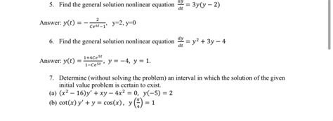 Solved 5 Find The General Solution Nonlinear Equation
