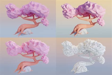 3d Sakura Stylized Low Poly Vr Ar Low Poly Turbosquid 2038577