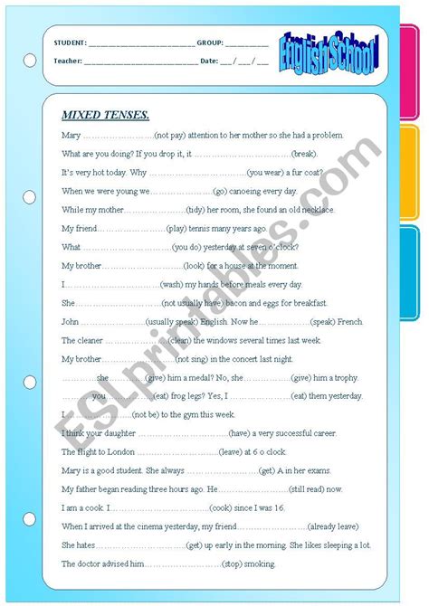Mixed Tenses Esl Worksheet By Montseteacher Mixed Tenses Esl Worksheet By Montseteacher