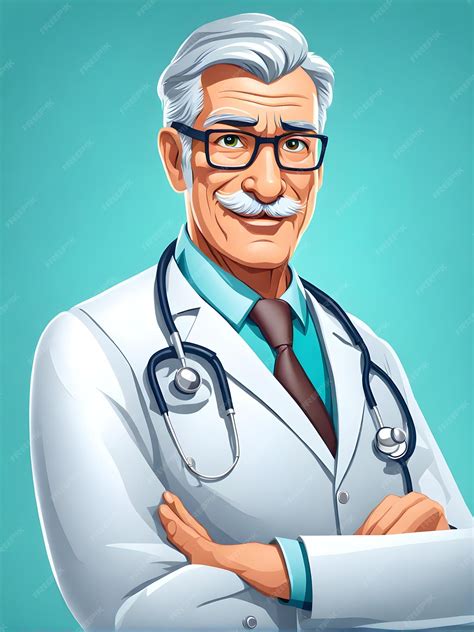 Premium Photo A Cartoon Drawing Of A Doctor With His Arms Crossed