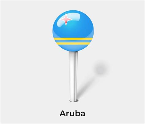 지도 벡터 일러스트 레이 션에 대 한 Aruba 푸시 핀 프리미엄 벡터