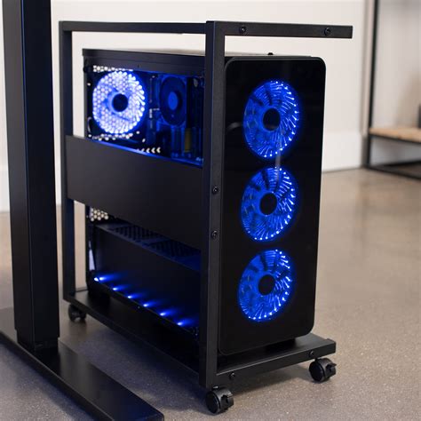 Black Pc Cart With Storage Vivo Desk Solutions Screen Mounting And More