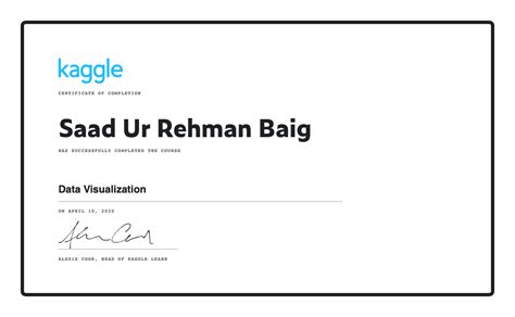 Saad Ur Rehman Baig Completed The Data Visualization Course On Kaggle