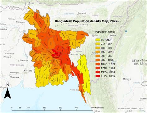 Population Density Map 2022 Bangladesh With Arcgis Faezur Rahman Fahim