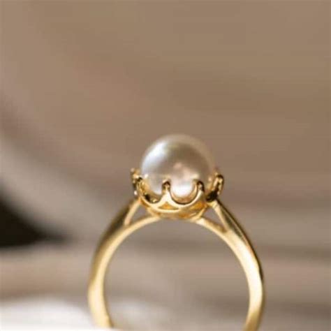 10k Gold Pearl Rings Etsy