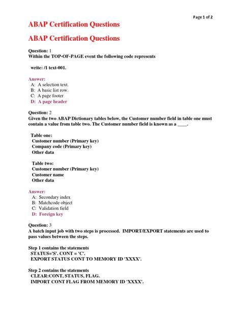 Abap Certification Questions Scribd Download Free Pdf Information Retrieval Data