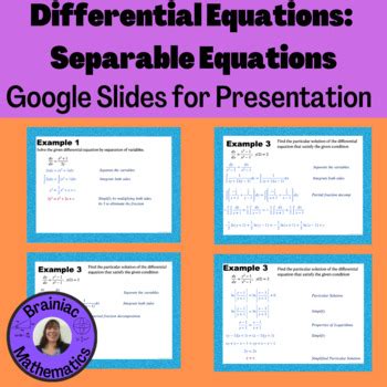 Differential Equations Separable Equations Guided Notes TPT